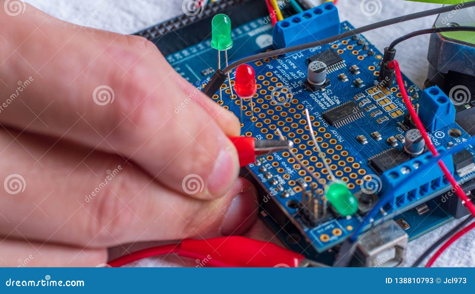 Microcontroller Build Closeup Showing Components, Board and Shield ...