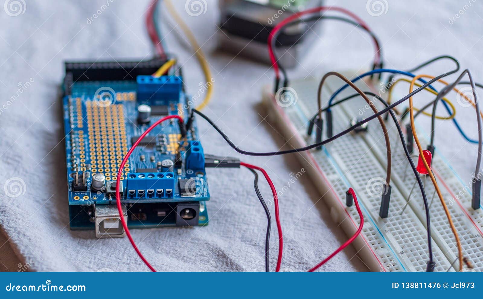Microcontroller Build Closeup Showing Components, Board and Shield ...