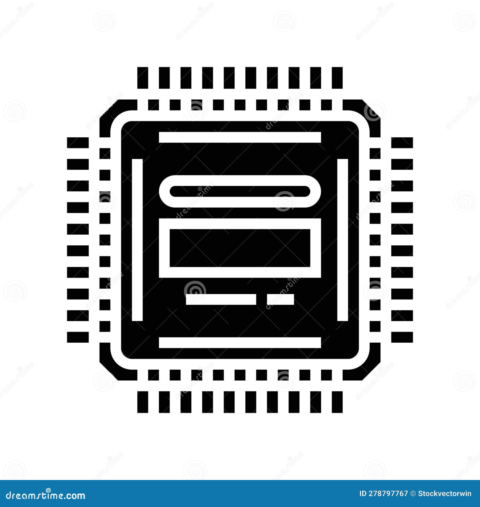 Microcontroller Electronic Component Glyph Icon Vector Illustration