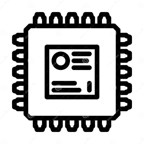 Microcontroller Electronic Component Line Icon Vector Illustration ...