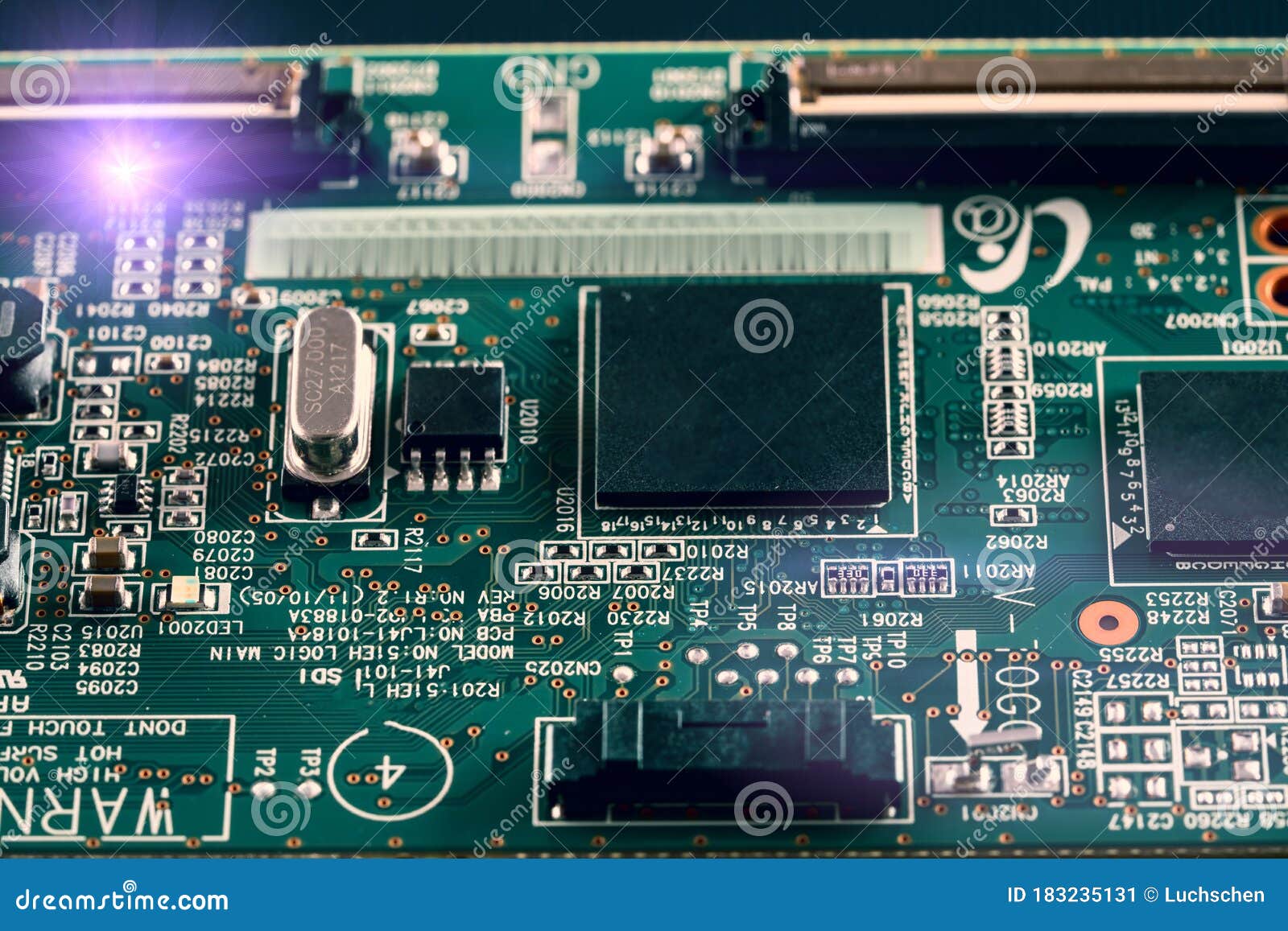 Microcontroller Pcb. Close Up Printed Circuit Board of an Electronic ...