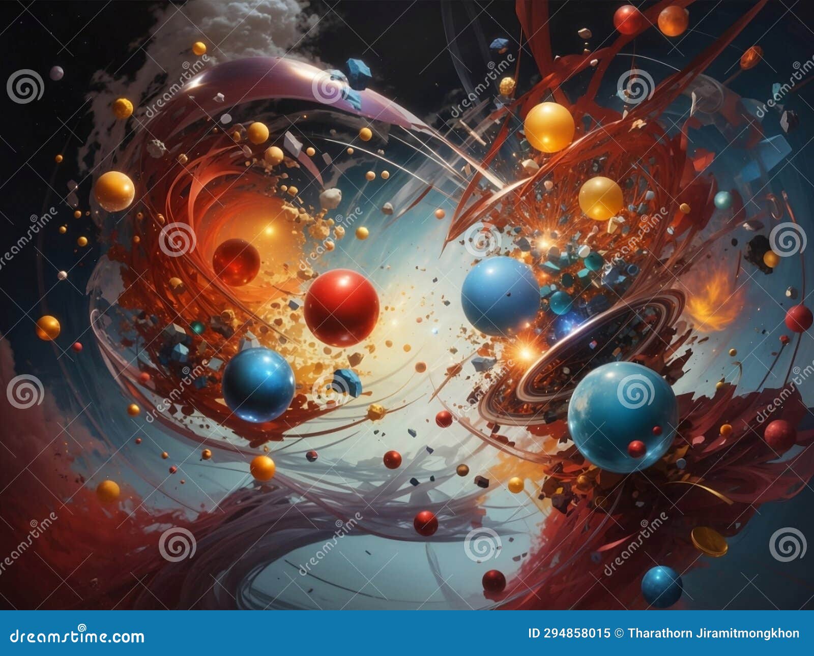 Microcosmic Impact: Atoms Collide in a Spectacular Display Stock ...