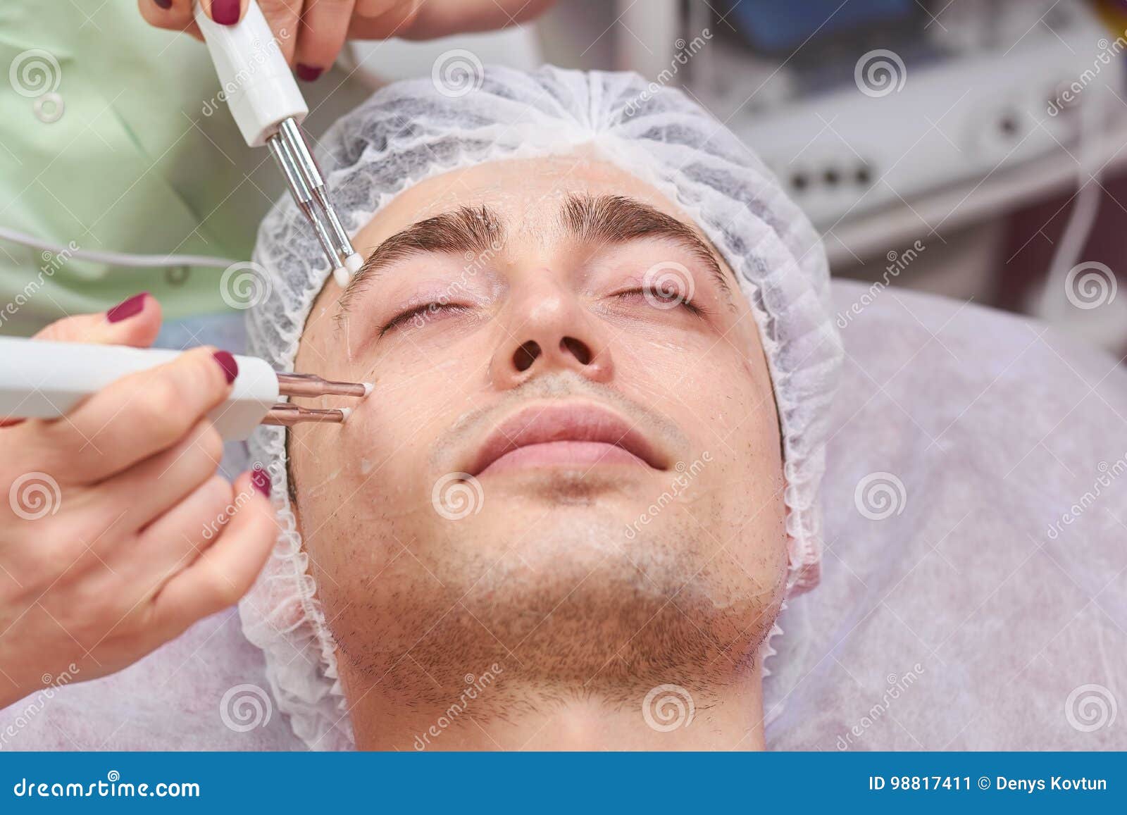 Microcurrent Face Therapy Close Up. Stock Image - Image of background ...