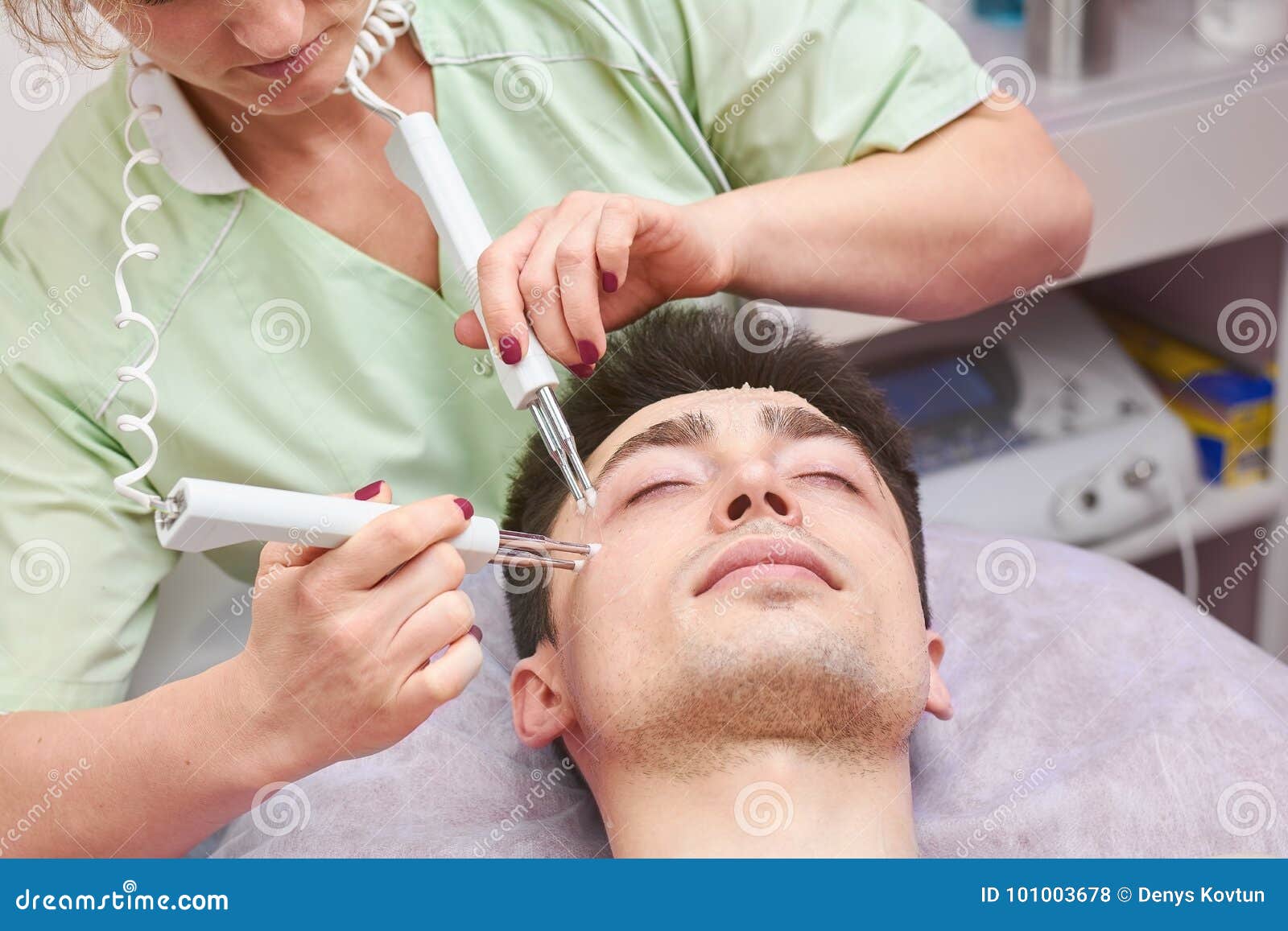 Microcurrent Therapy, Male Face. Stock Photo - Image of cosmetic ...