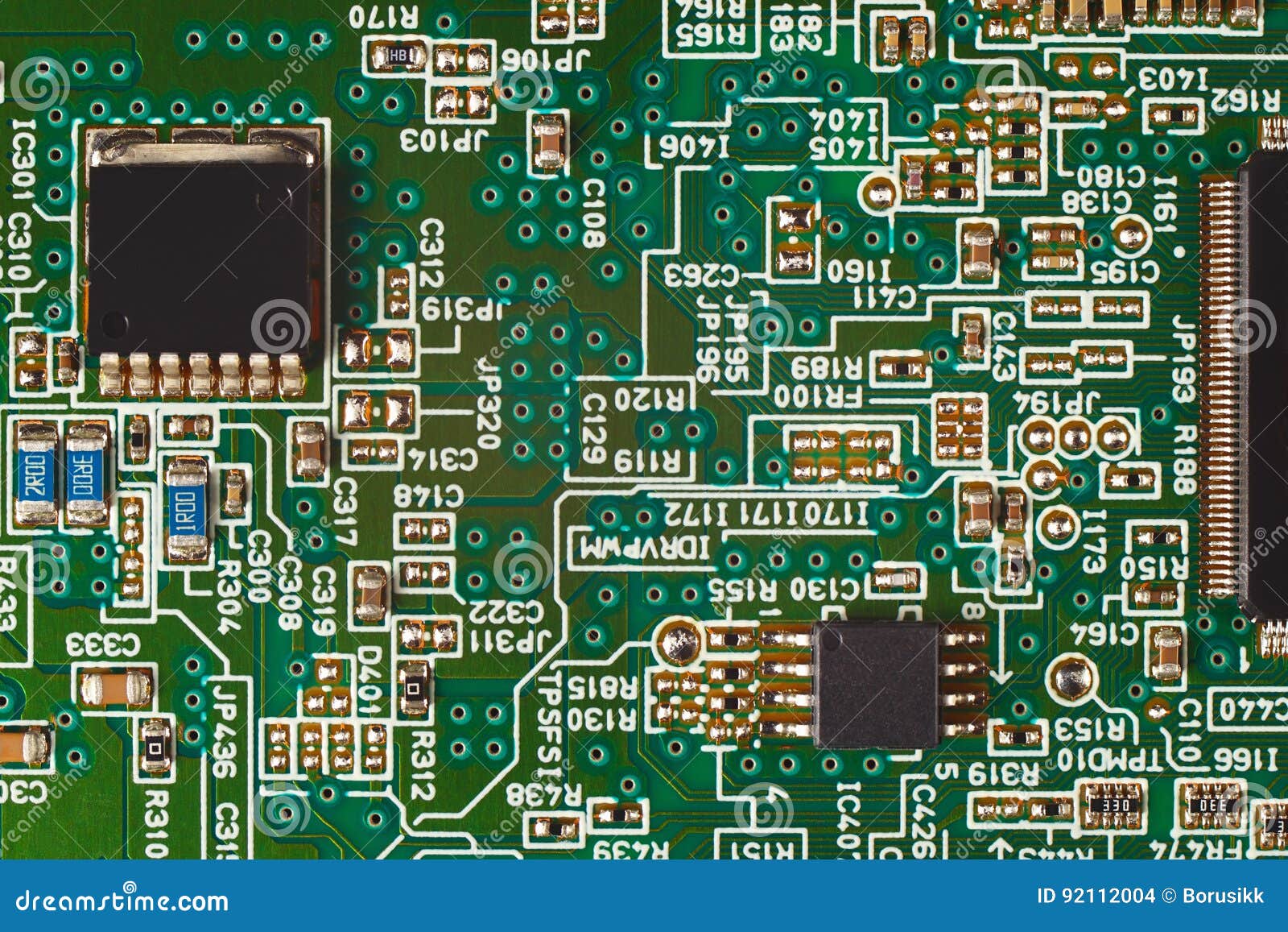 Microelectronic Circuit Board with Components Closeup. Stock Photo ...