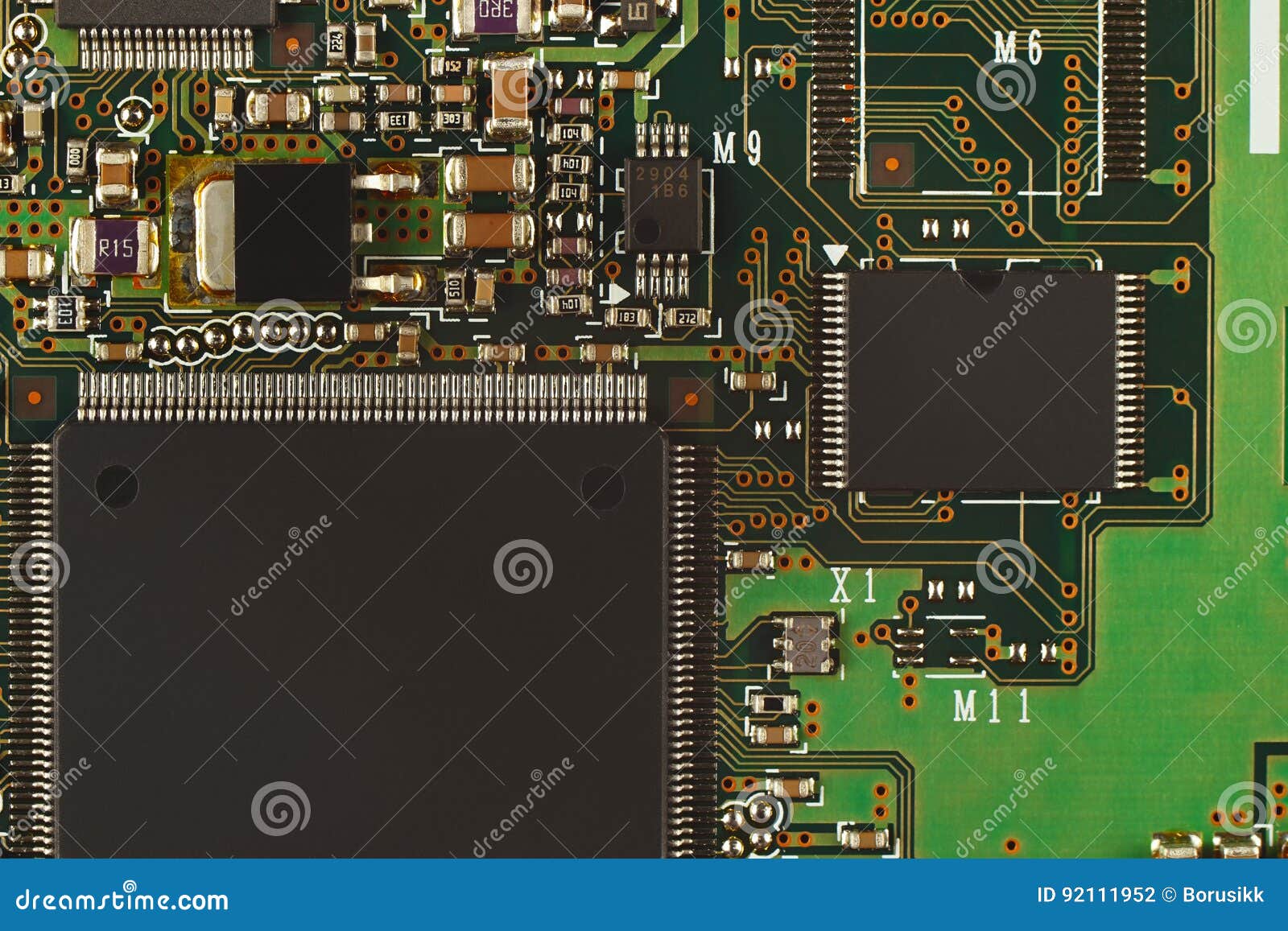 Microelectronic Circuit Board with Microchips from Modern Device Close ...