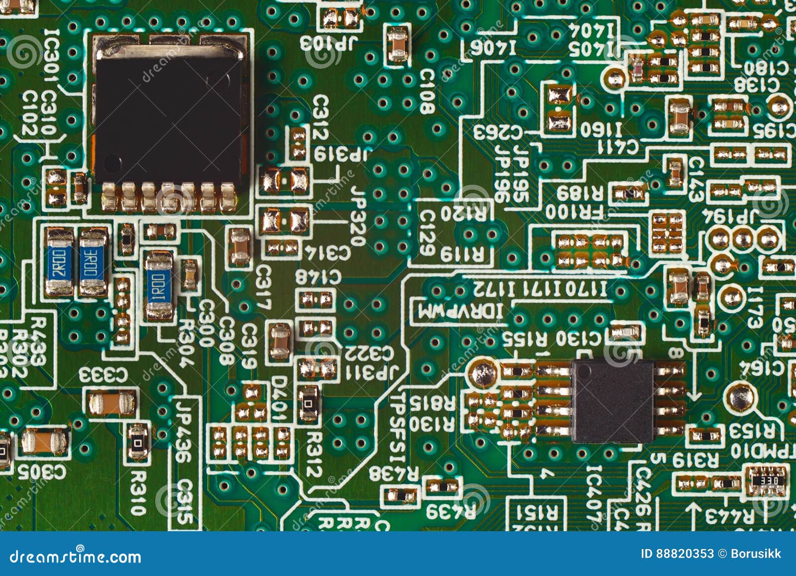 Microelectronic Circuit with Digital Components Board Closeup. Stock ...