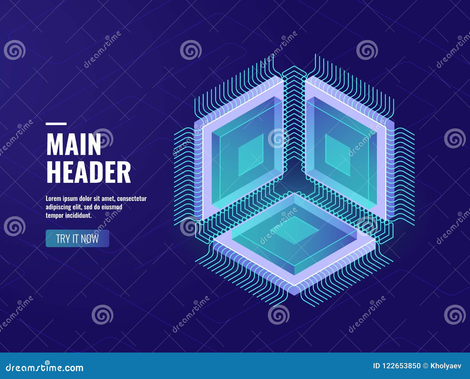 Microelectronic Computer Chip Icon, Data Computing Process, Server Room ...
