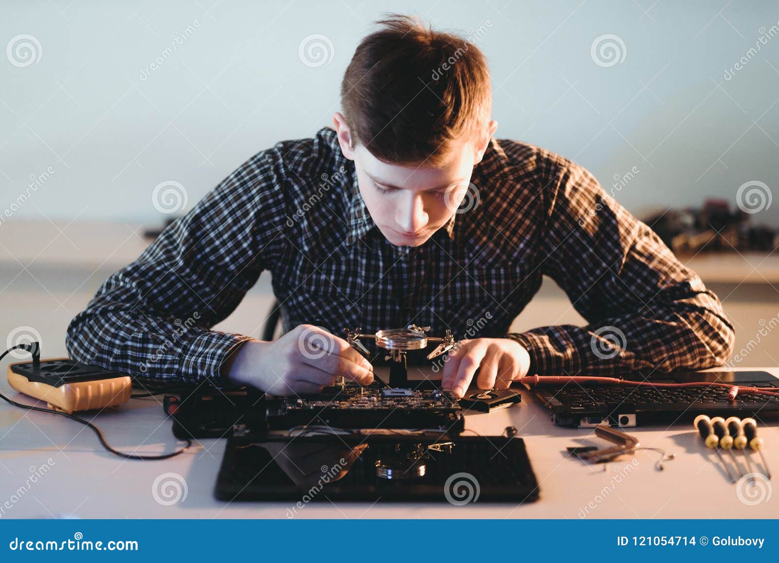 Microelectronics Computer Repair Shop Motherboard Stock Photo - Image ...