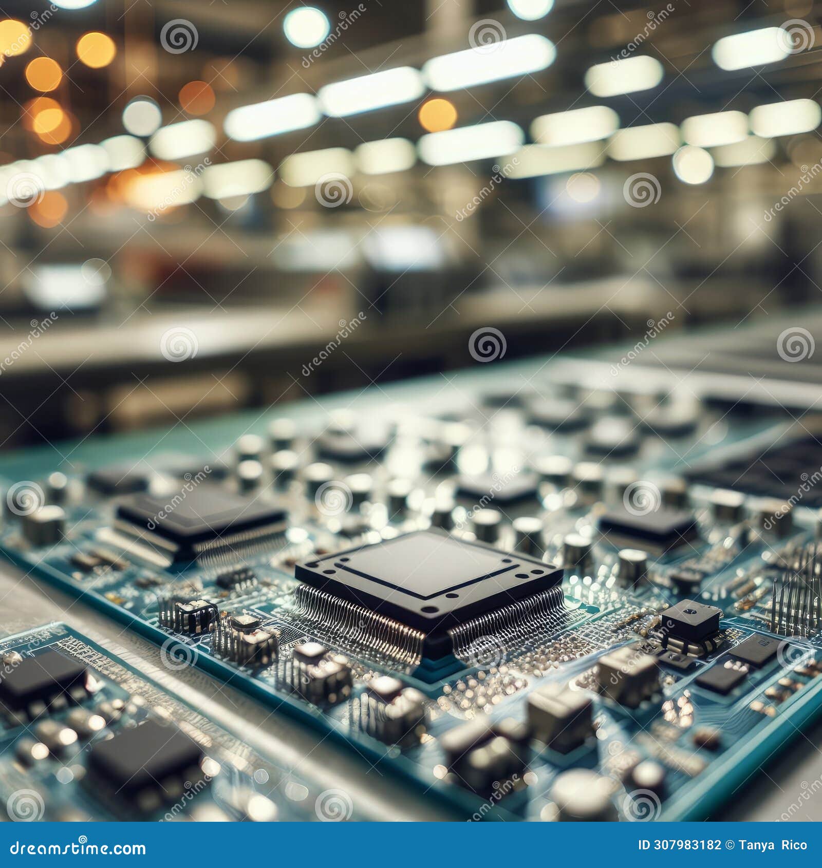 Microelectronics, Connections,parts,microchips on a Table at a Factory ...