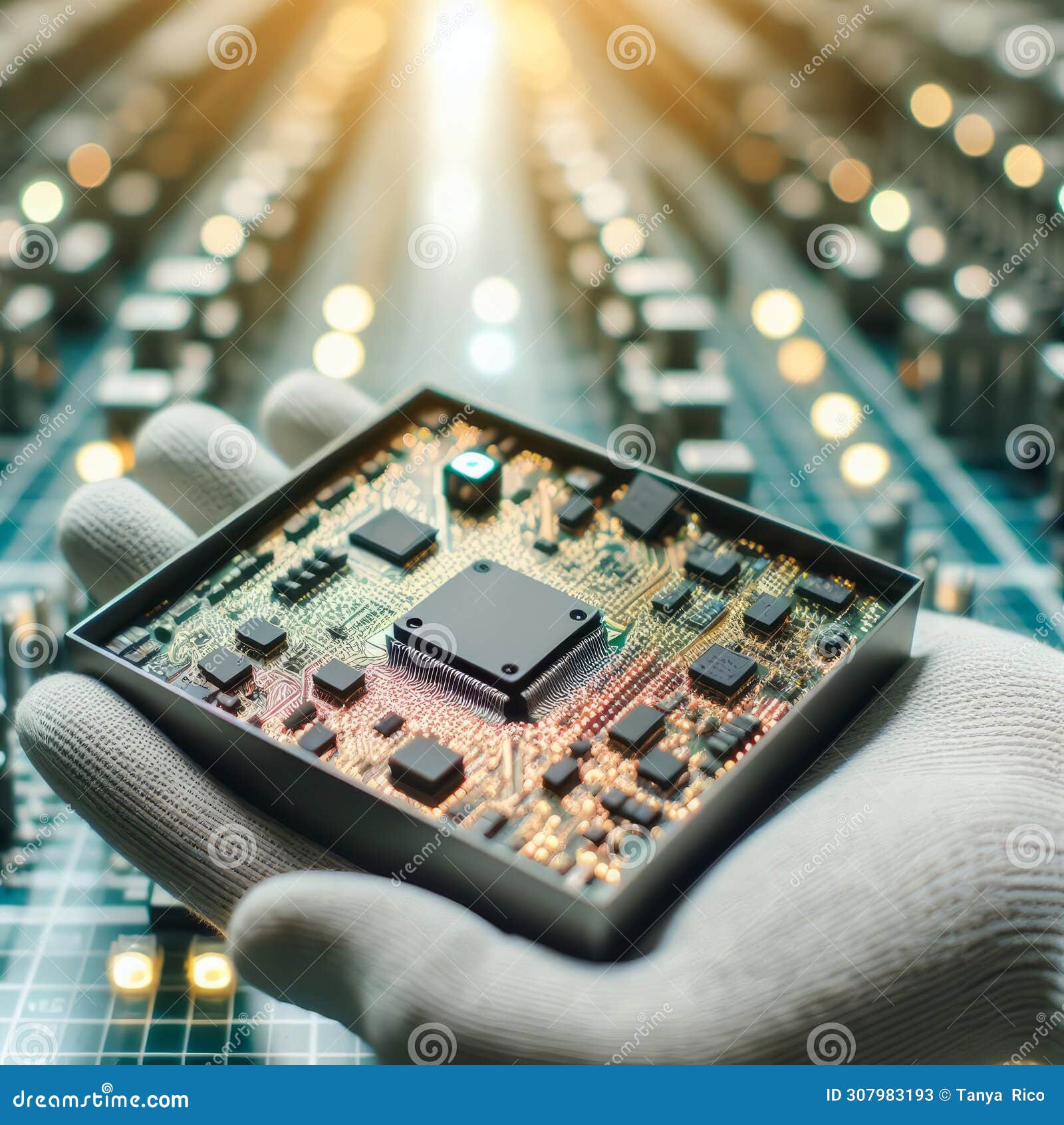 Microelectronics, Connections,parts,microchips on a Table at a Factory ...