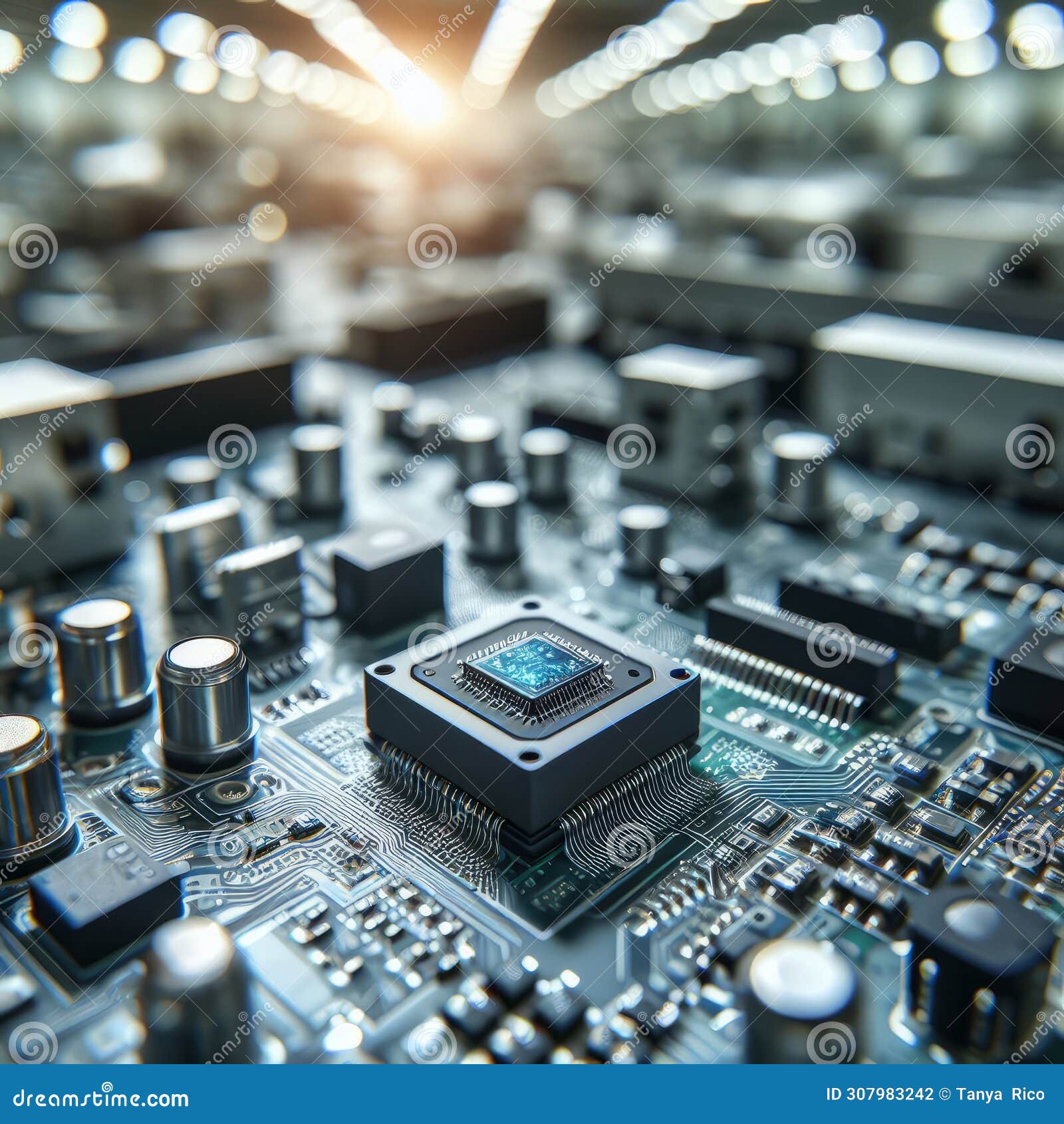 Microelectronics, Connections,parts,microchips on a Table at a Factory ...