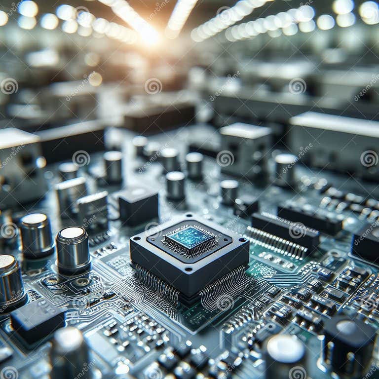 Microelectronics, Connections,parts,microchips on a Table at a Factory ...