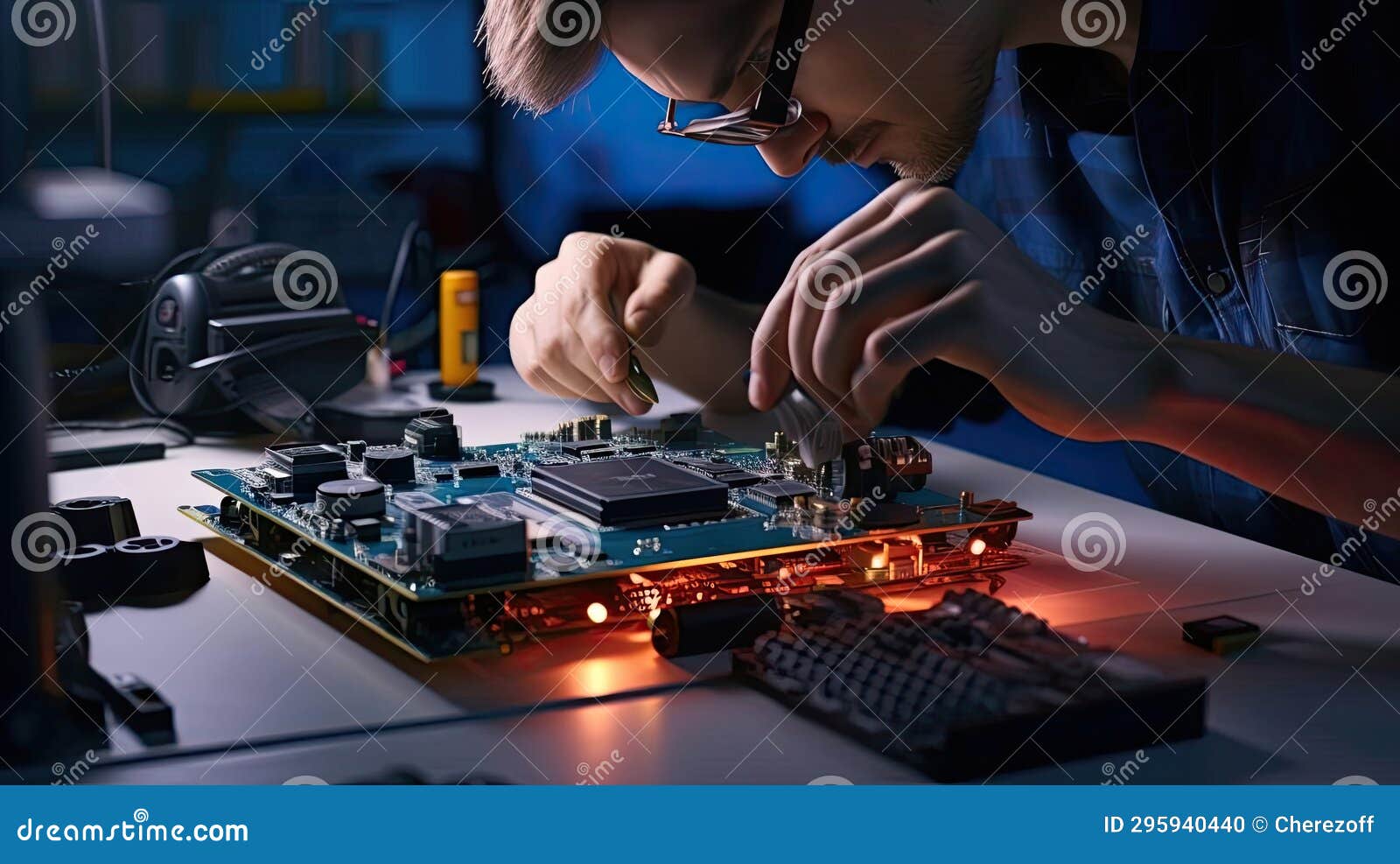 Microelectronics Engineer Designing New Chips Stock Illustration ...