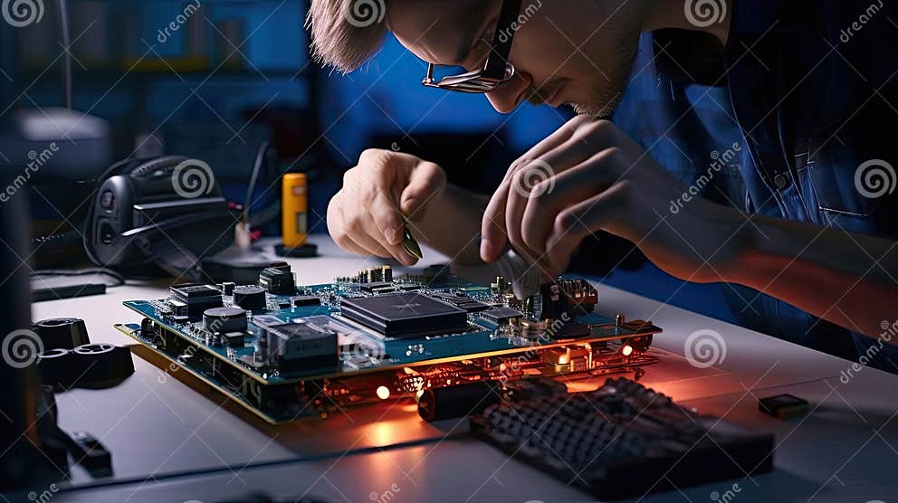 Microelectronics Engineer Designing New Chips Stock Illustration - Illustration of ...