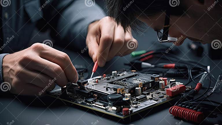 Microelectronics Engineer Designing New Chips Stock Illustration - Illustration of information ...