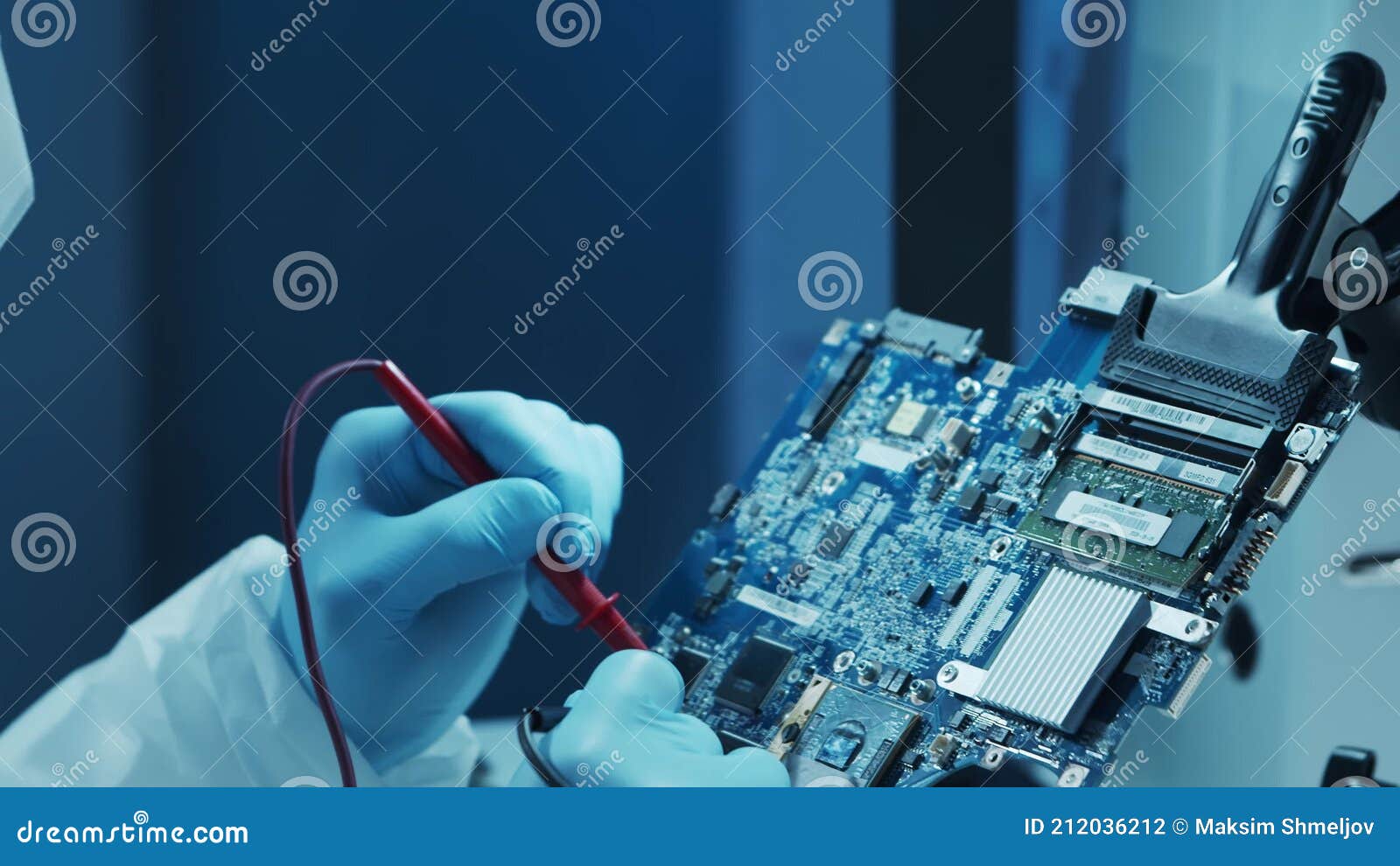 Microelectronics Engineer Works in a Modern Scientific Laboratory on ...