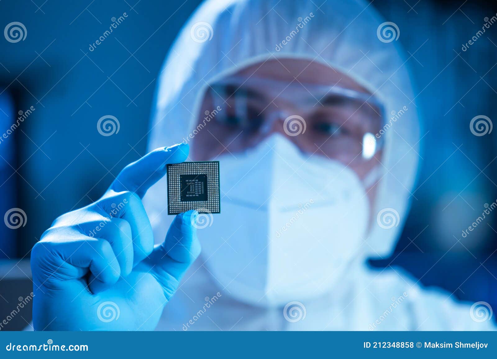 Microelectronics Engineer Works in a Modern Scientific Laboratory on ...