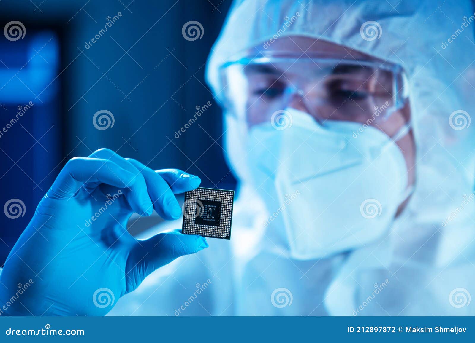 Microelectronics Engineer Works in a Modern Scientific Laboratory on ...