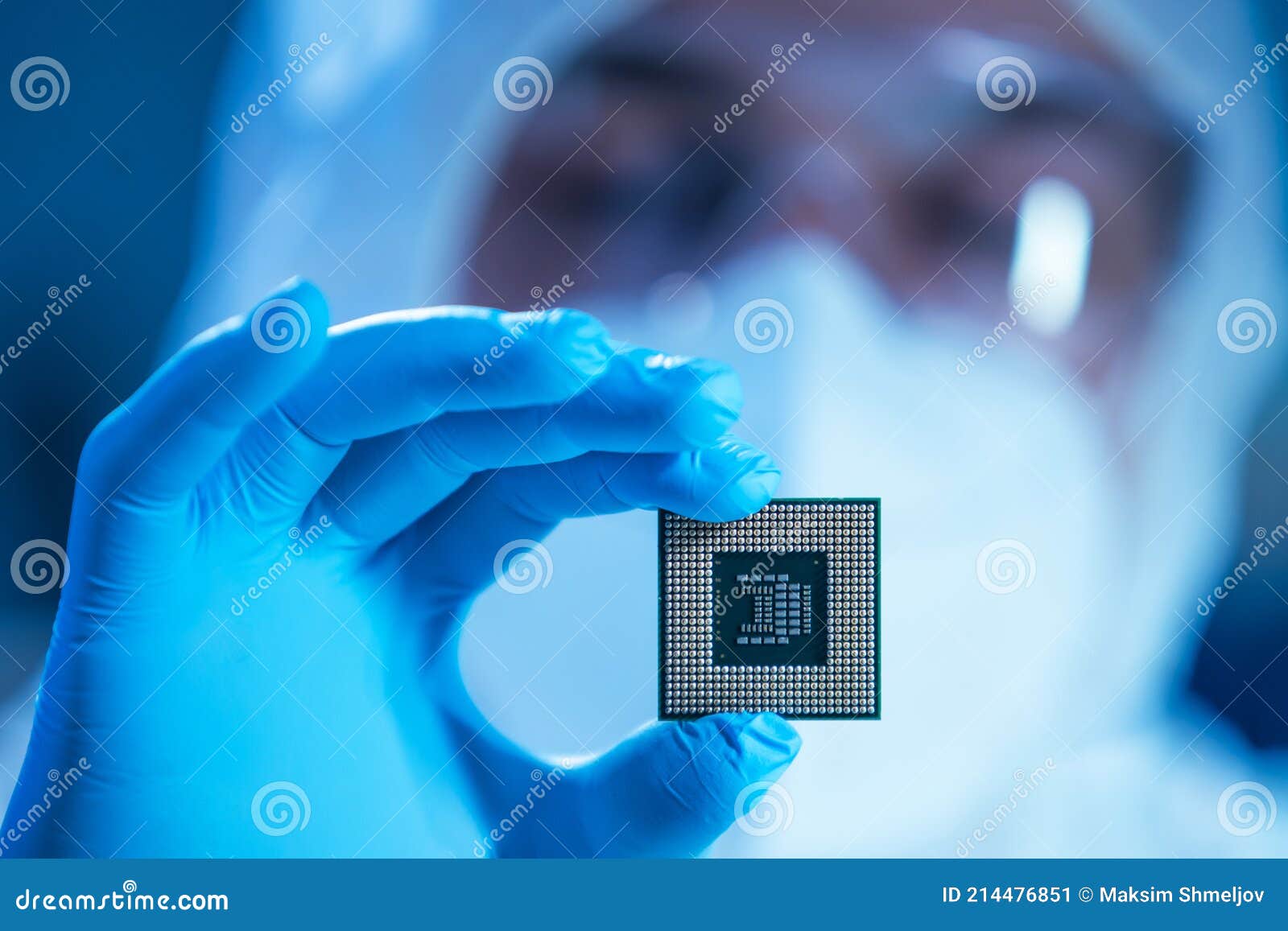 Microelectronics Engineer Works in a Modern Scientific Laboratory on ...