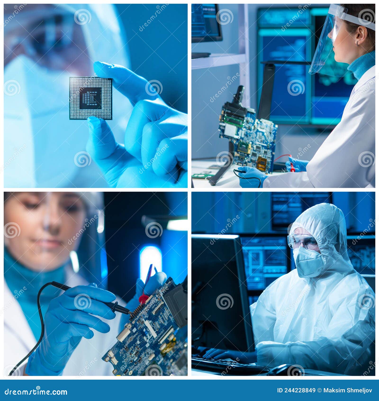Microelectronics Engineers Work in a Modern Scientific Laboratory on ...