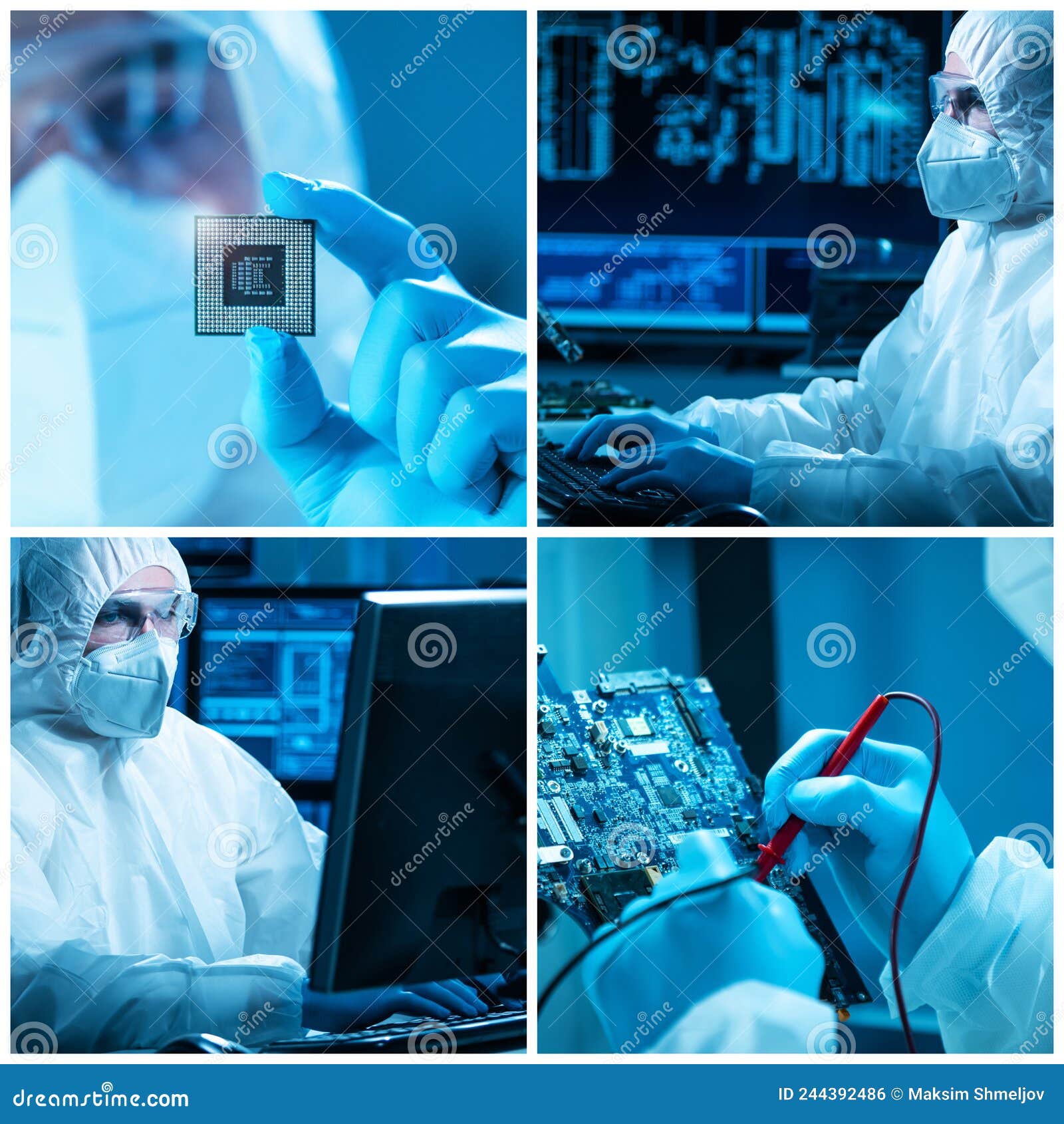 Microelectronics Engineers Work in a Modern Scientific Laboratory on ...