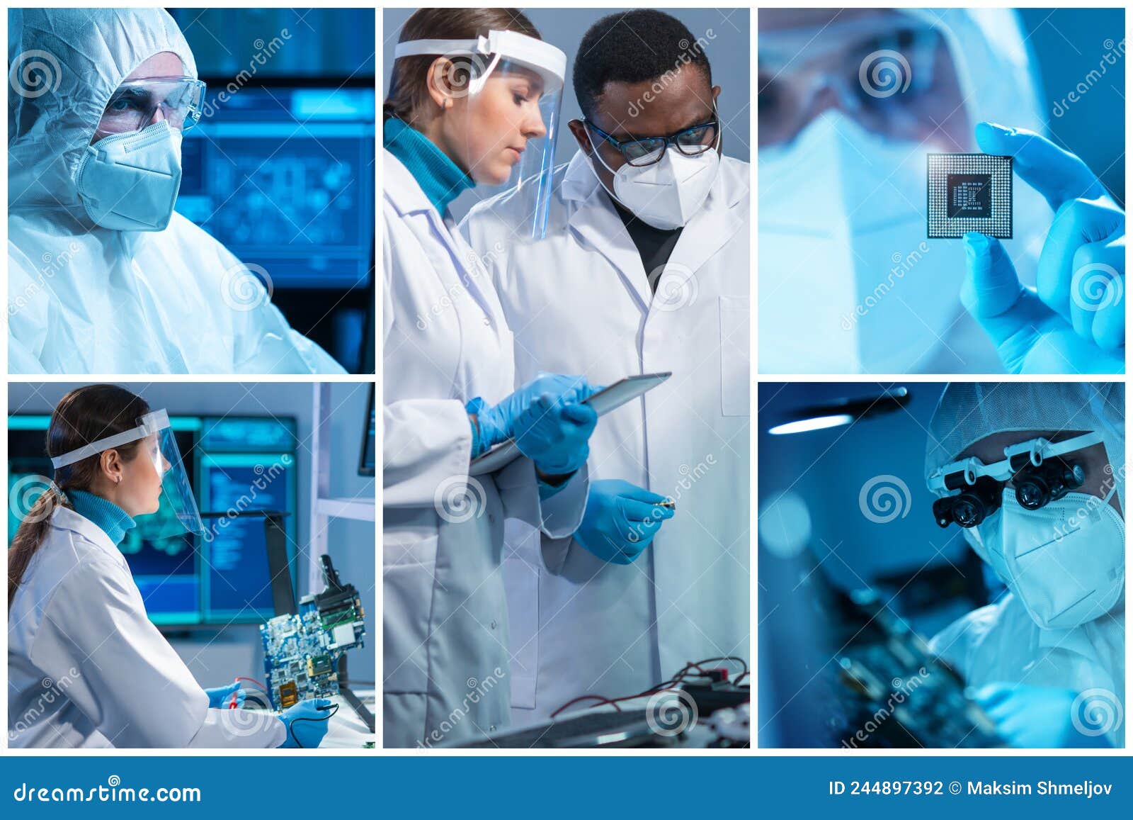 Microelectronics Engineers Work in a Modern Scientific Laboratory on ...