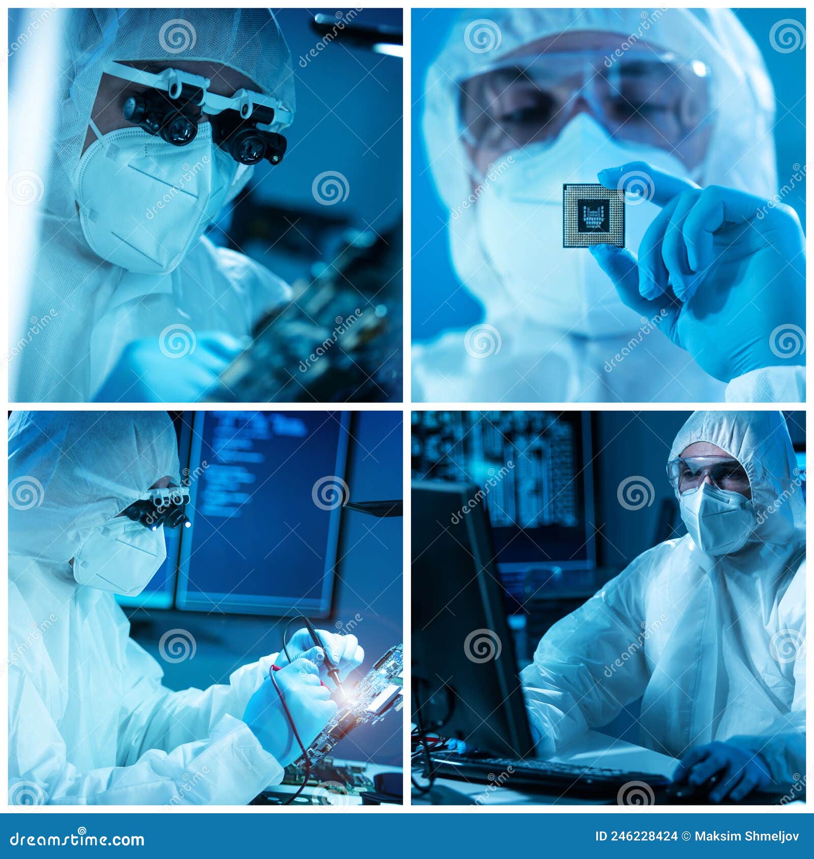 Microelectronics Engineers Work in a Modern Scientific Laboratory on ...