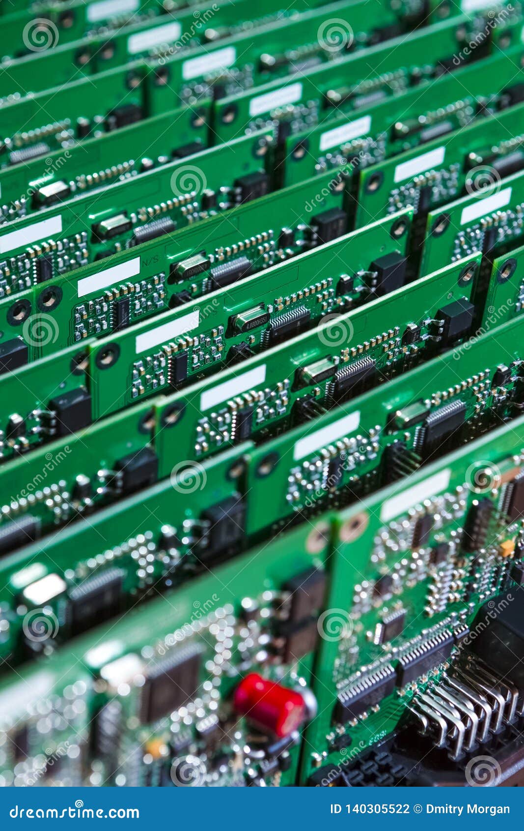 Microelectronics Industry and Manufacturing. Stack of Produced Printed ...