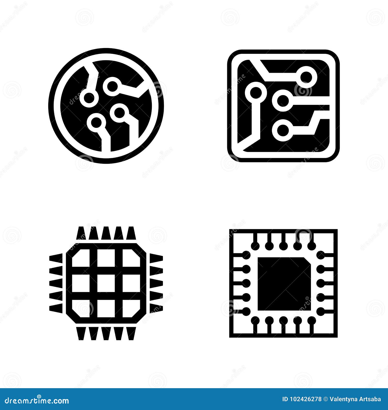 Microelectronics. Simple Related Vector Icons Stock Vector ...