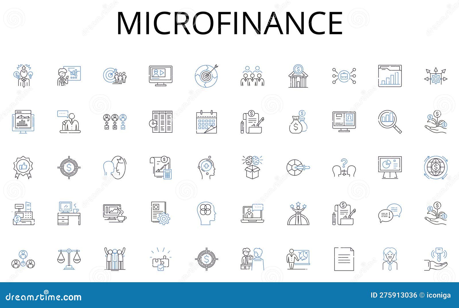 Microfinance Line Icons Collection. Partnership, Colleagues, Teamwork ...