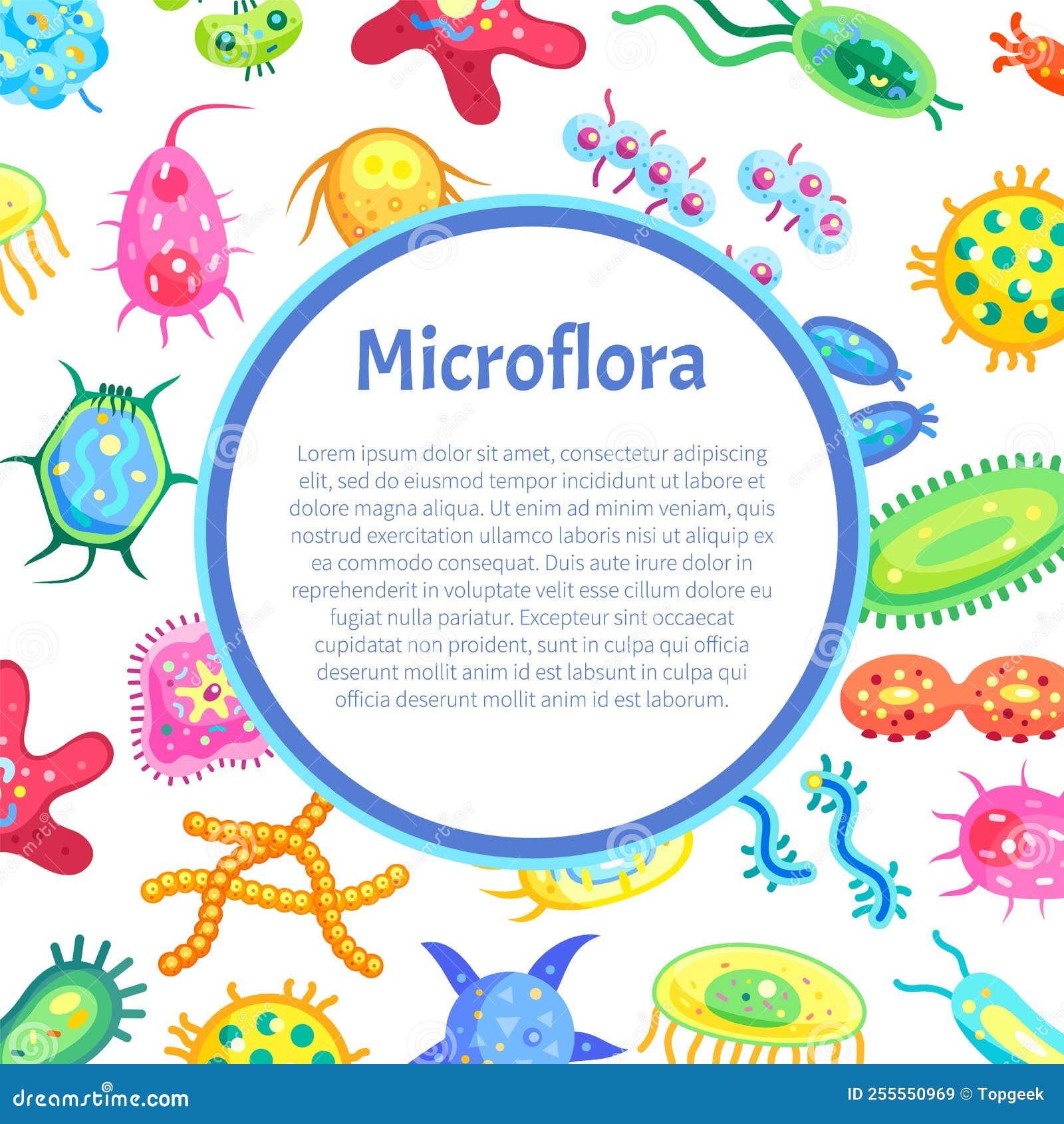 Microflora Poster and Bacteria Vector Illustration Stock Vector ...