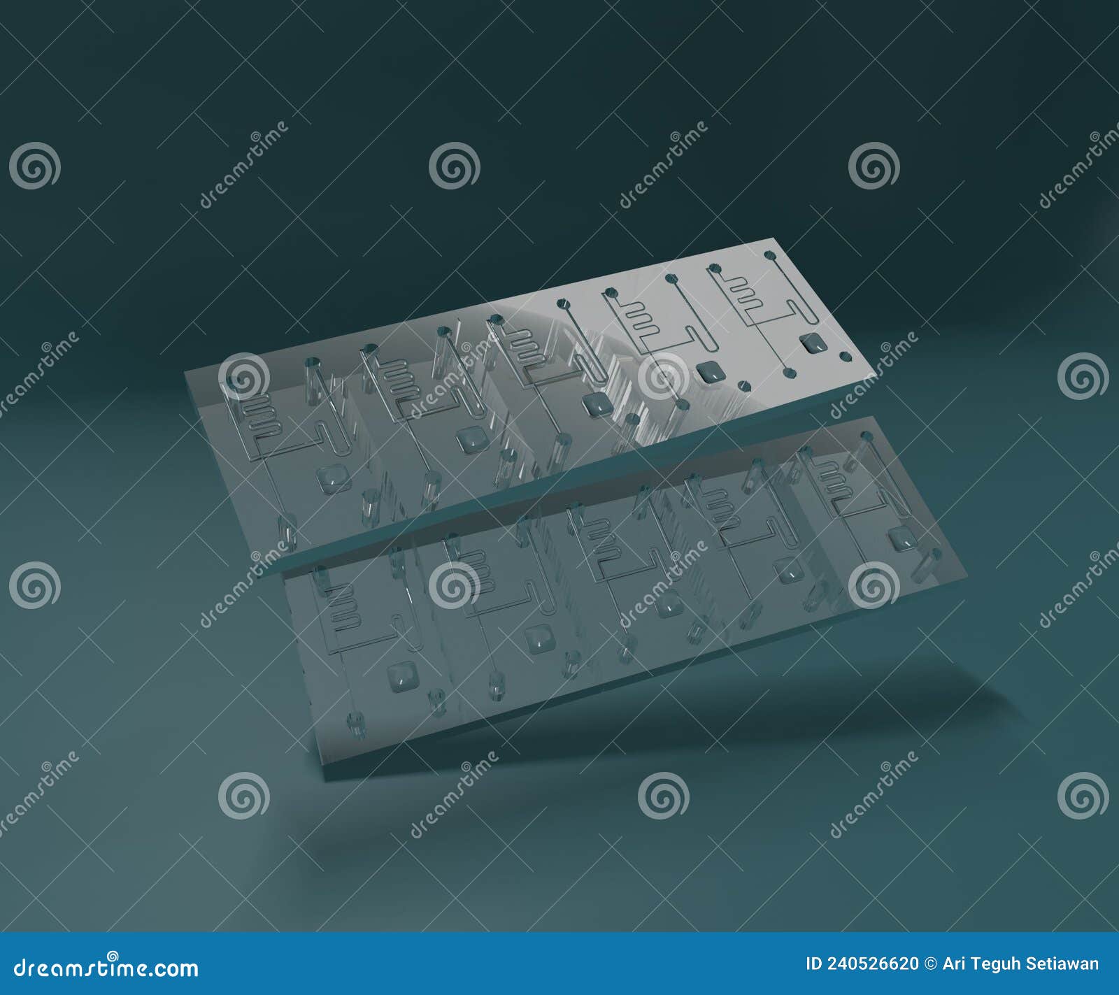 Microfluidic Chip Made Out of the Glass 3d Rendered Stock Illustration ...