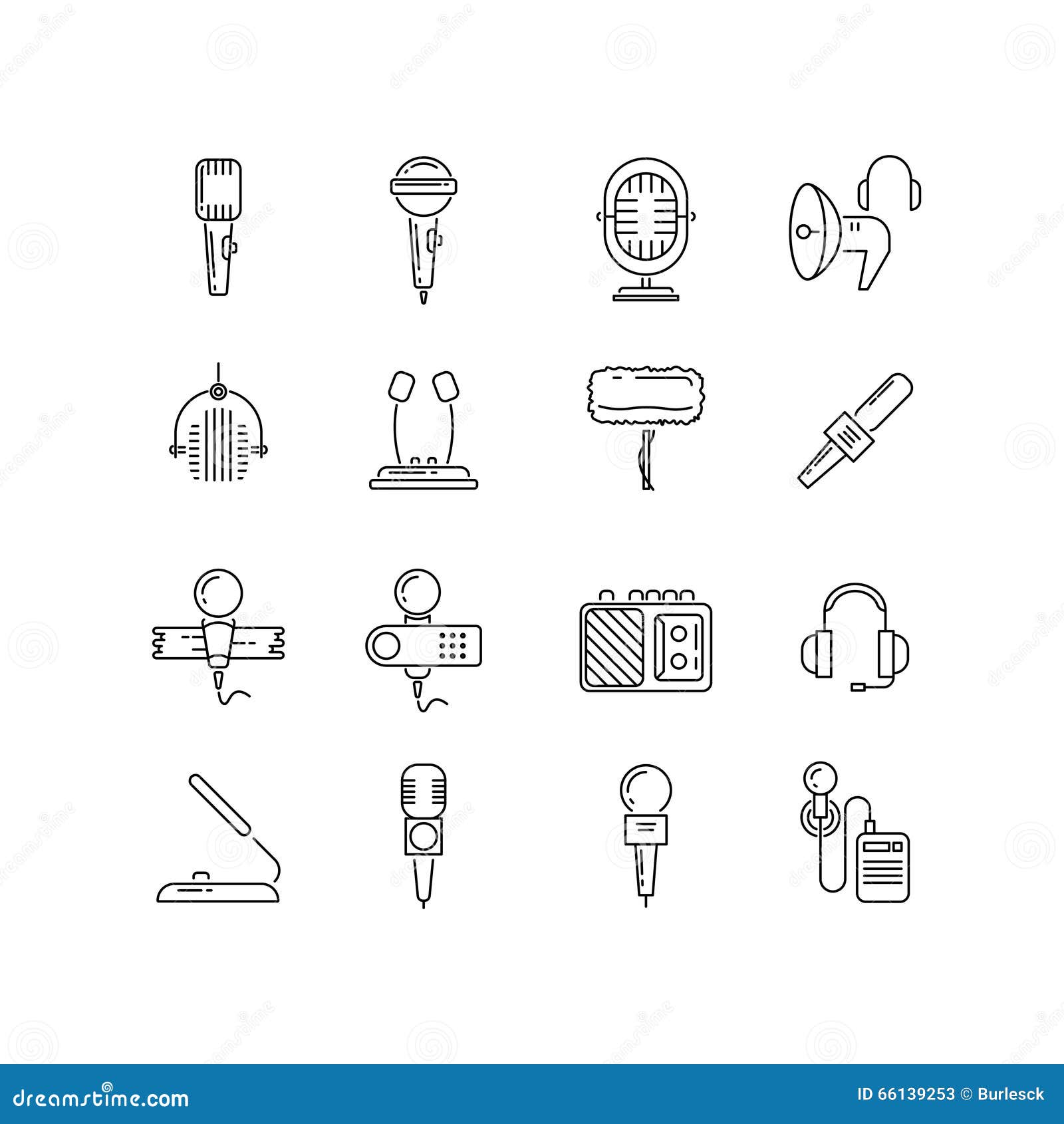 Microfoon, Pictogrammen Van De Sprekers De Vectorlijn Vector ...