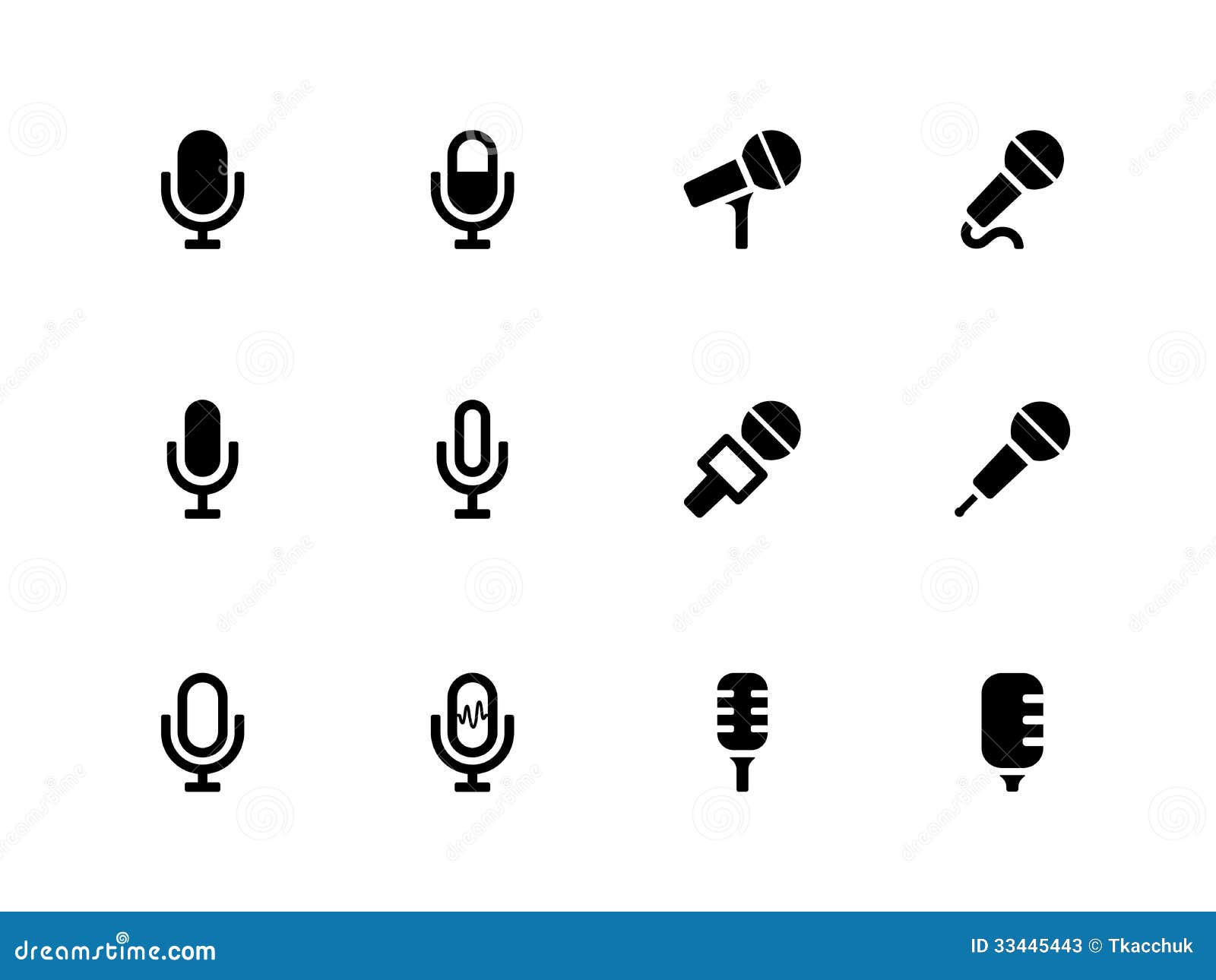 Microfoonpictogrammen Op Witte Achtergrond. Vector Illustratie ...