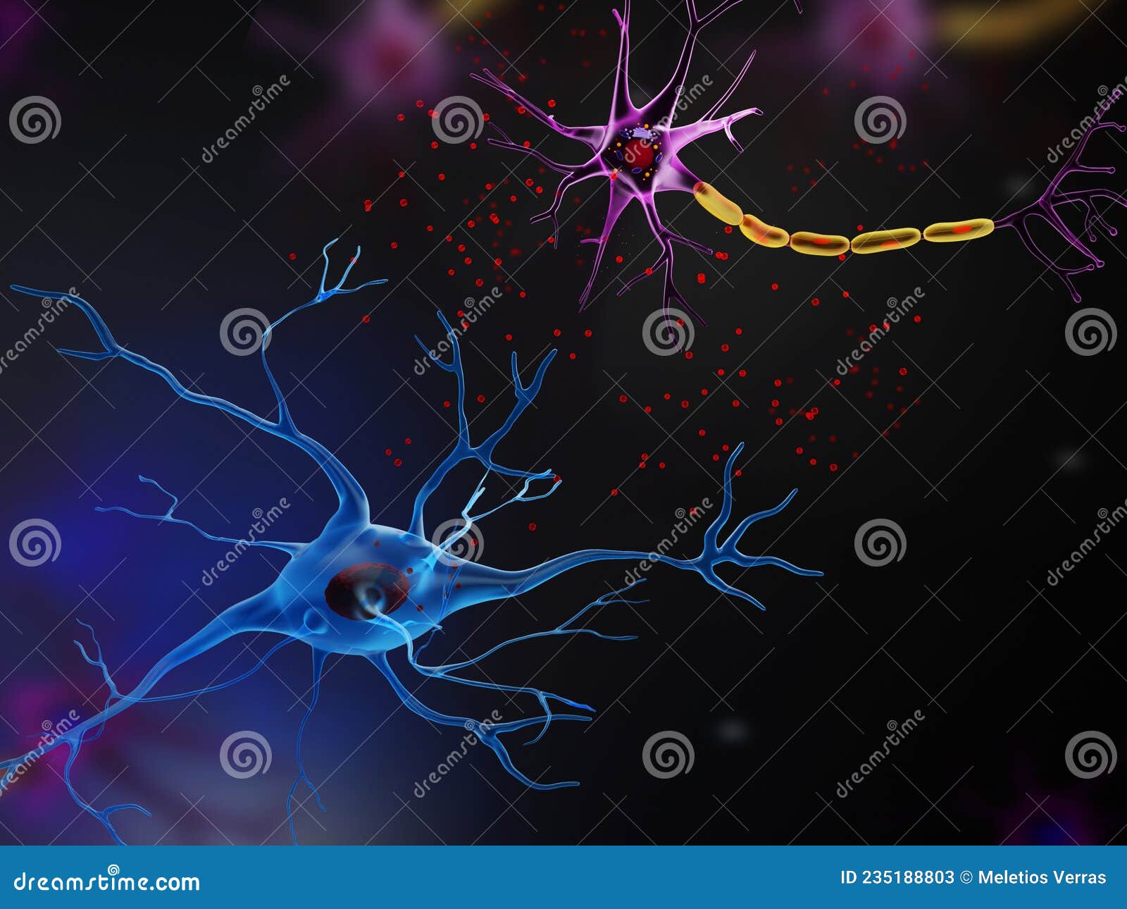 A Microglial Cell Secreting Exosomes Royalty-Free Cartoon ...