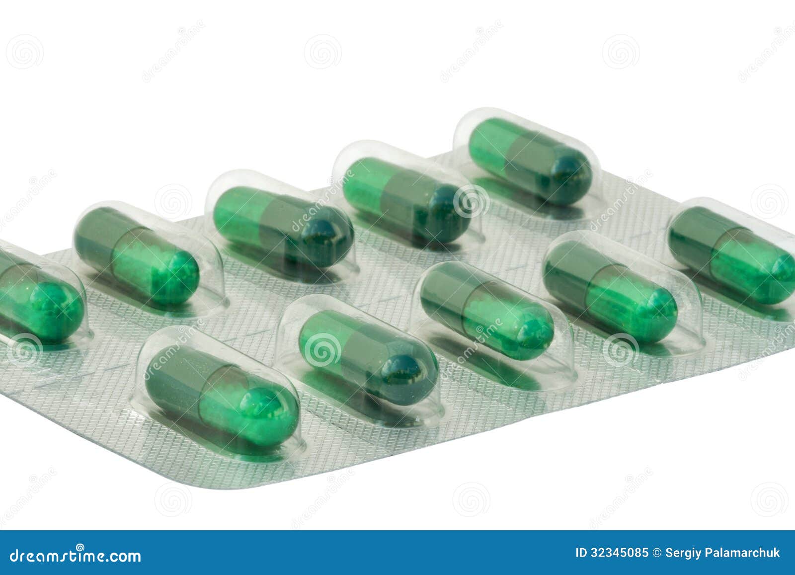 Microgranules Verdes De La Cápsula De La Ampolla Aislados Imagen de ...