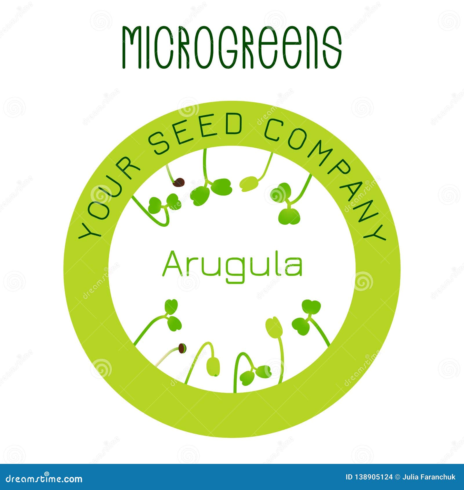 Microgreens Arugula. Seed Packaging Design, Round Element Stock ...