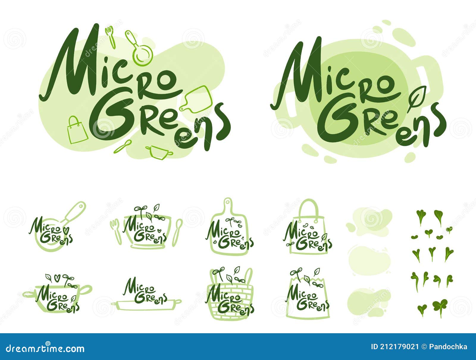 Microgreens or Baby Greens , Lettering, Logo,illustration Objects Stock ...