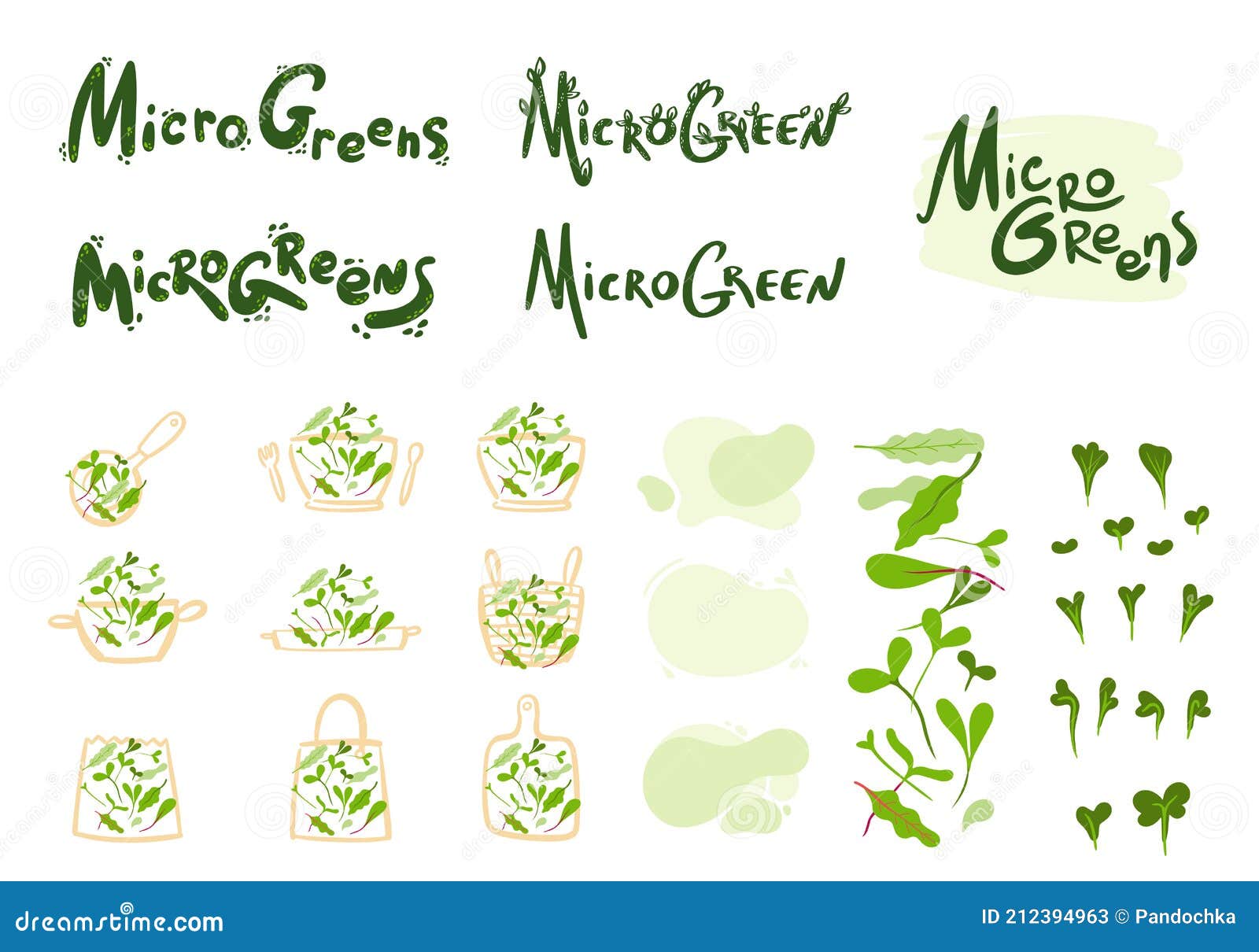 Microgreens or Baby Greens , Lettering, Logo,illustration Objects Stock ...