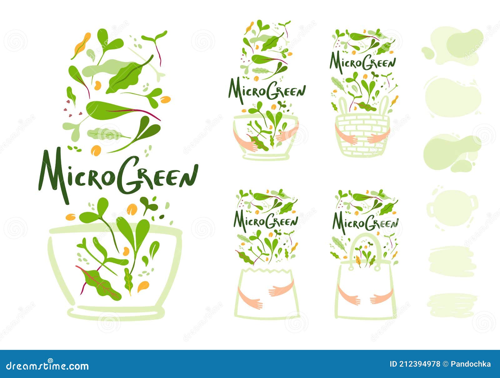 Microgreens Or Baby Greens, Sprouts And Seeds, Logo, Illustration ...