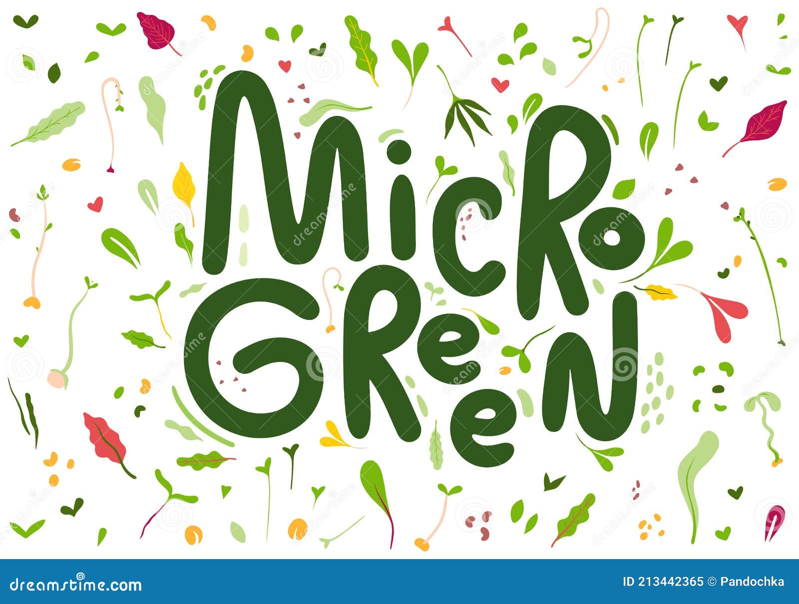 Microgreens or Baby Greens , Lettering, Logo,illustration Objects Stock ...