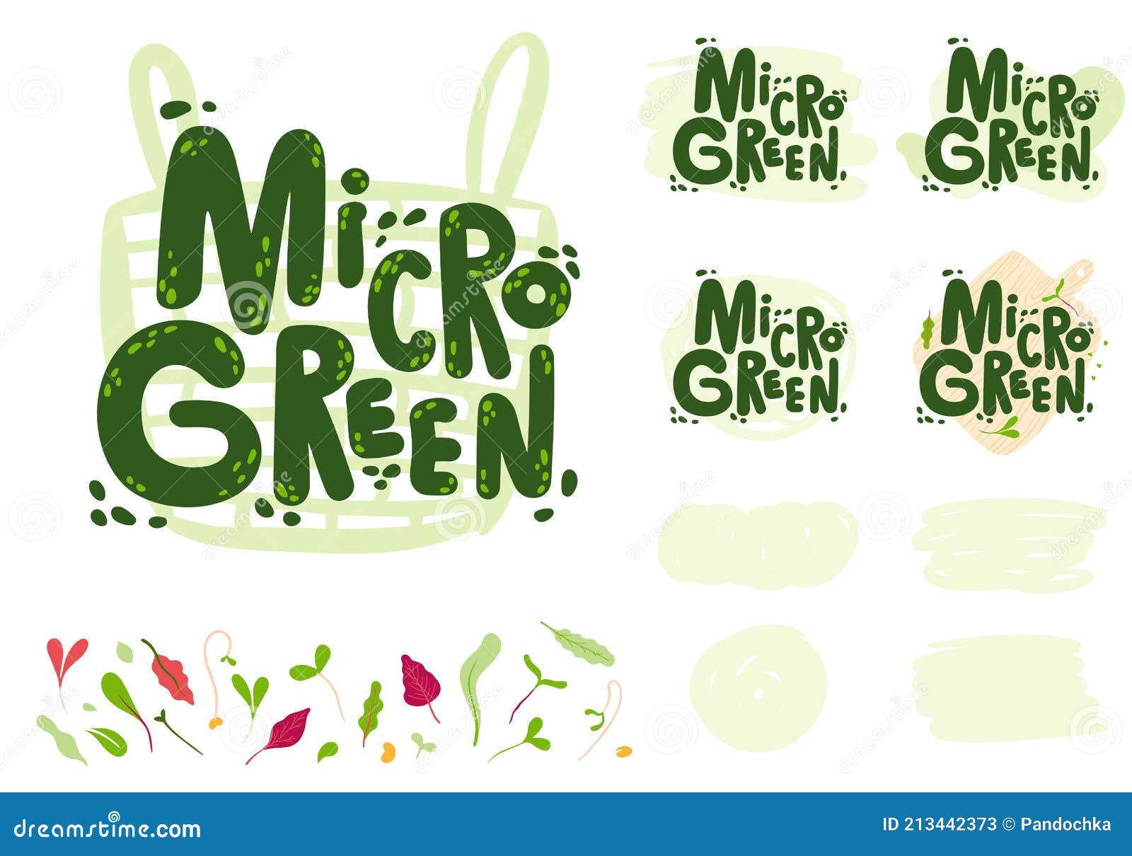 Microgreens or Baby Greens , Lettering, Logo,illustration Objects Stock ...