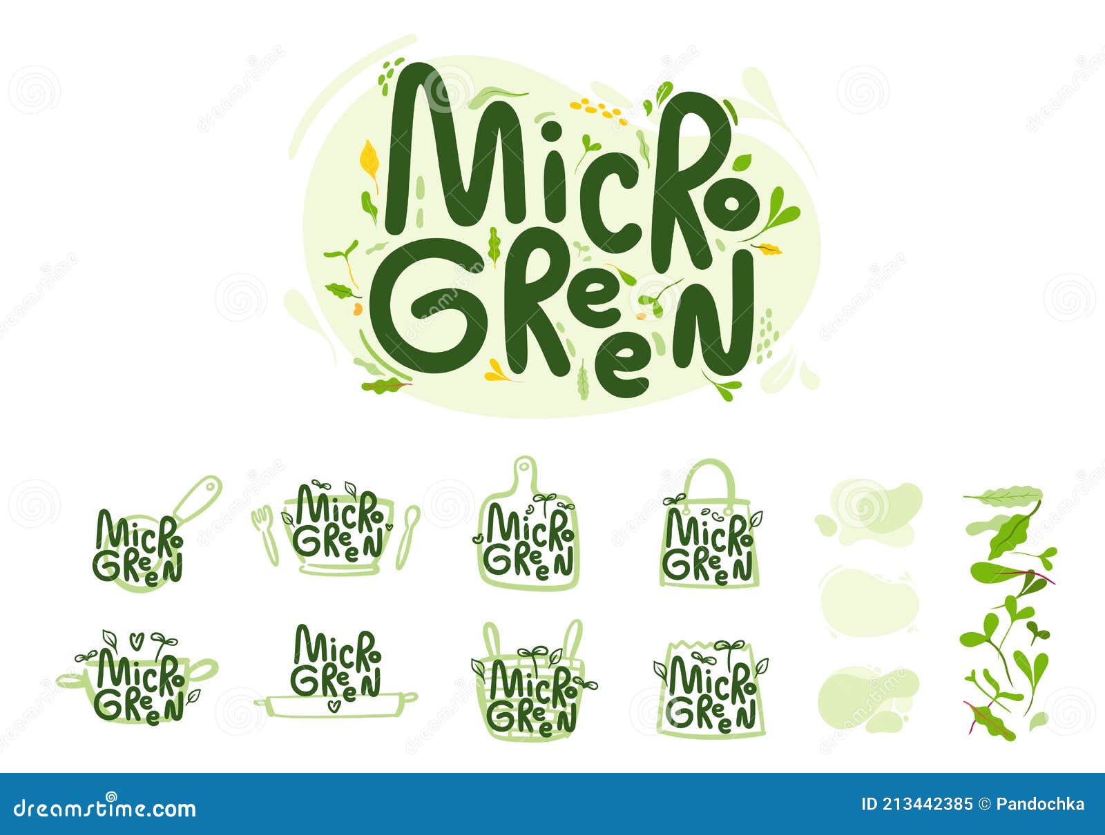 Microgreens or Baby Greens , Lettering, Logo,illustration Objects Stock ...