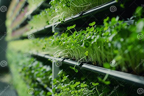 Microgreens Growing in a Vertical Farm, Efficient Space Use Stock Image ...