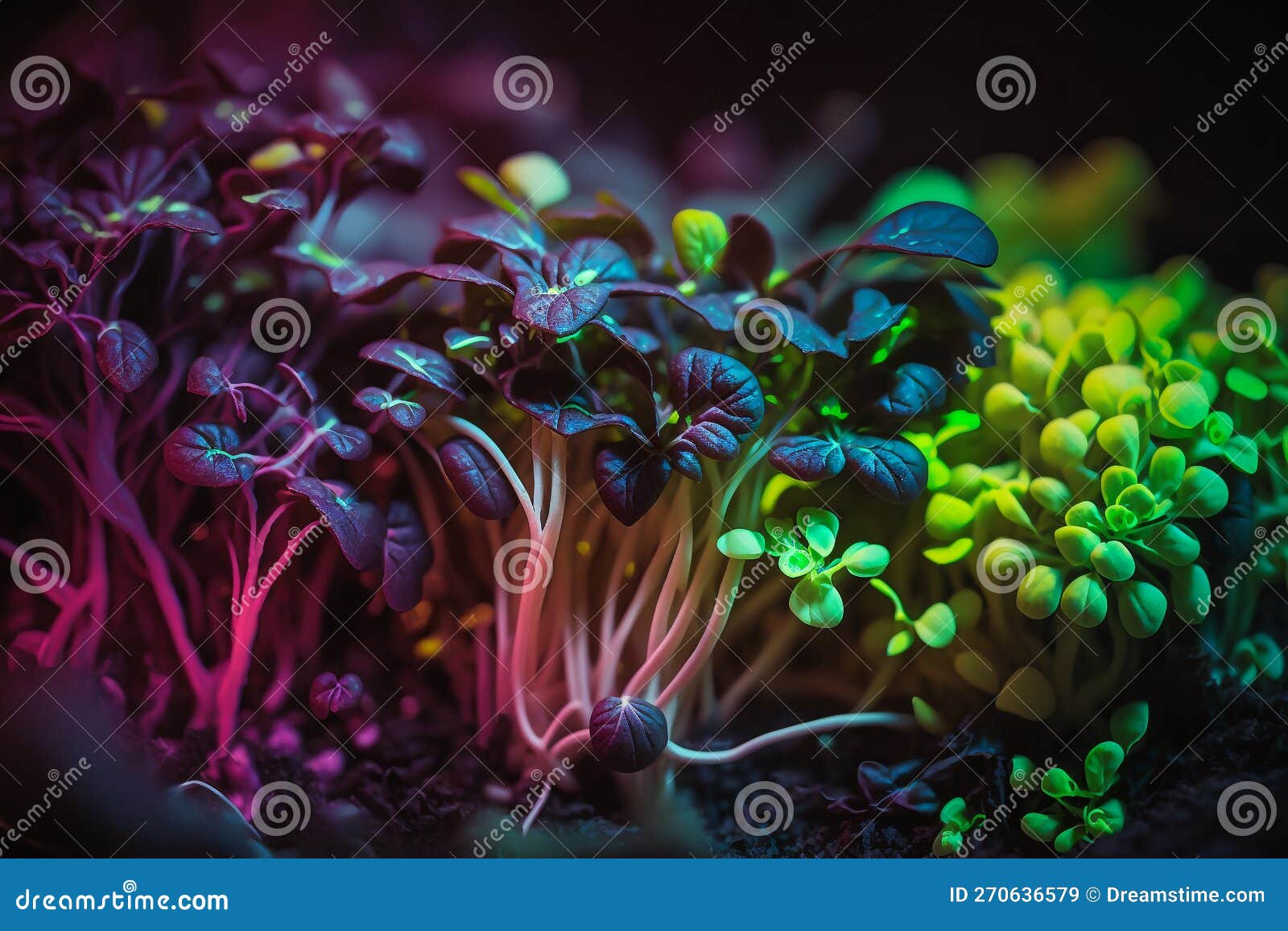 Microgreens Plant Under Phyto Led Light.macro Generative AI Stock ...