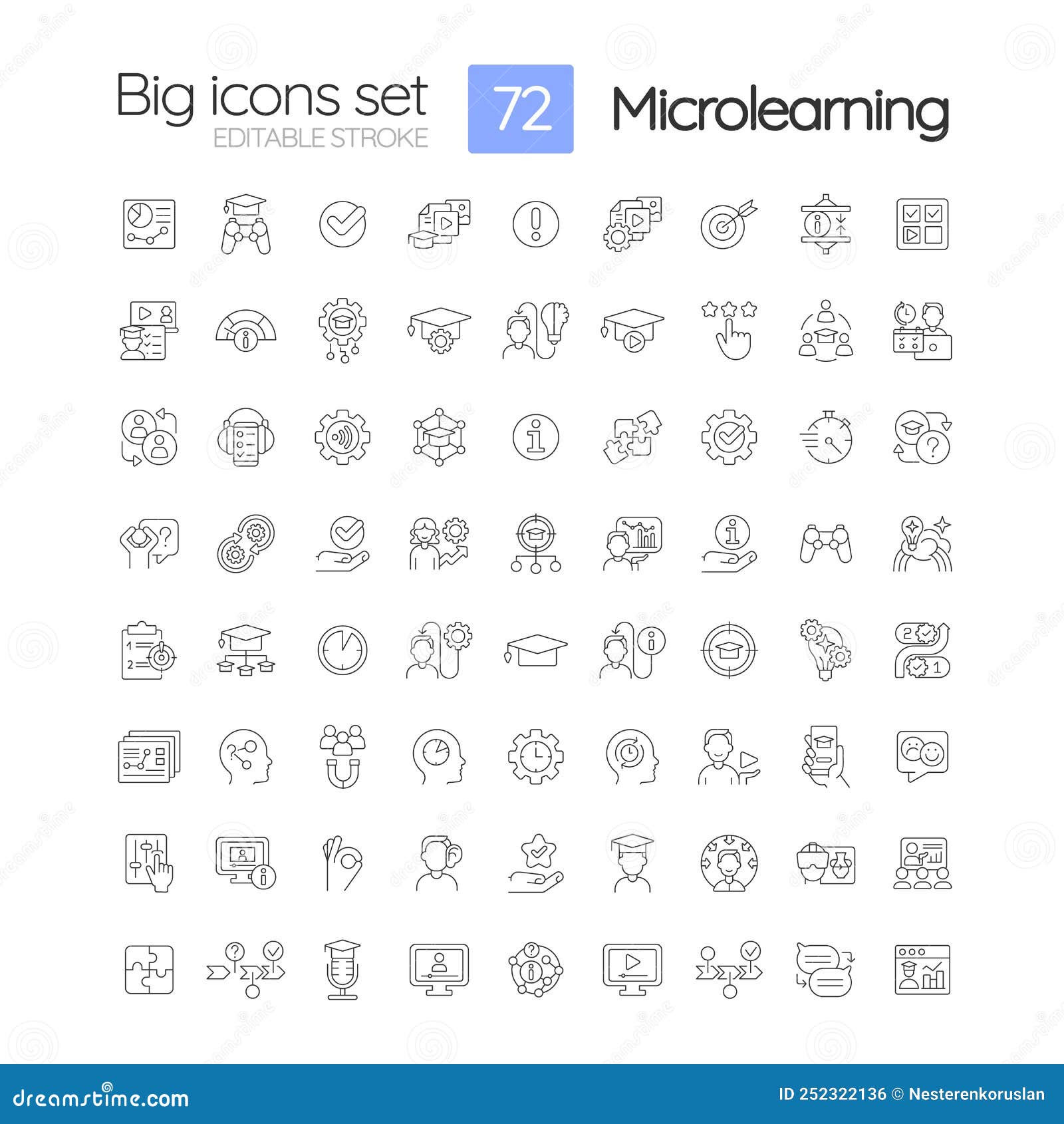 Microlearning Linear Icons Set Stock Vector - Illustration of short ... Microlearning Linear Icons Set Stock Vector - Illustration of short ...