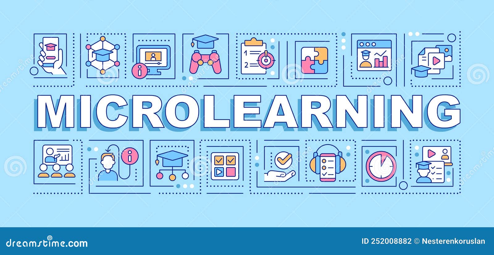 Microlearning Word Concepts Blue Banner Stock Vector - Illustration of ...