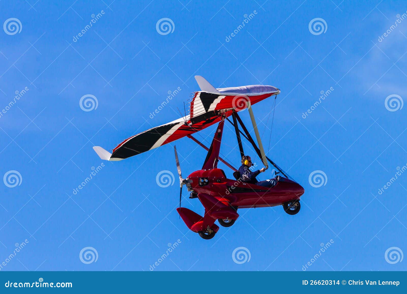Microlight Aircraft Pilot Blue Sky Red Editorial Stock Image - Image of ...