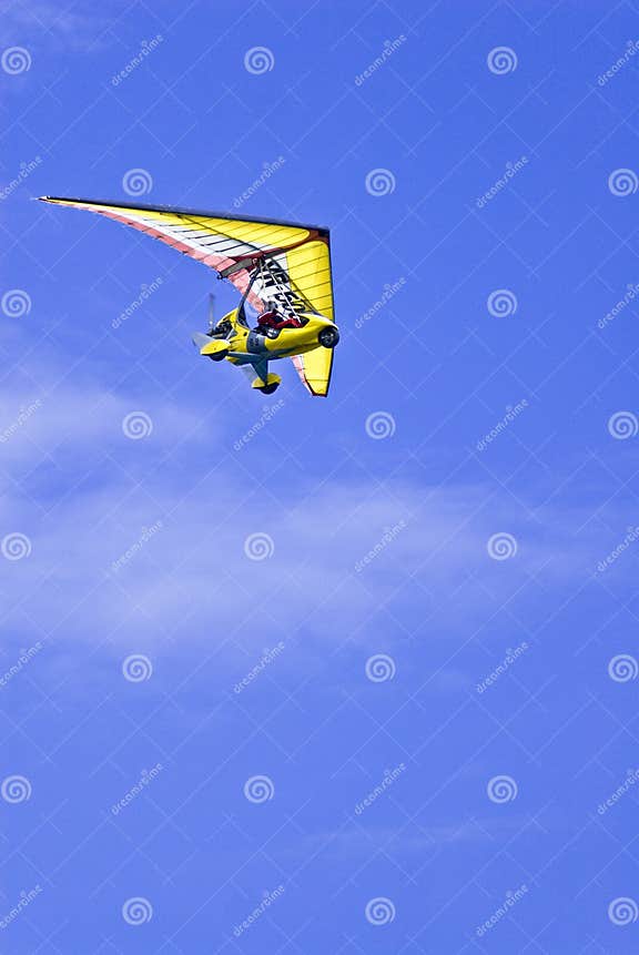 Microlight in blue sky stock photo. Image of yellow, pastime - 2903746